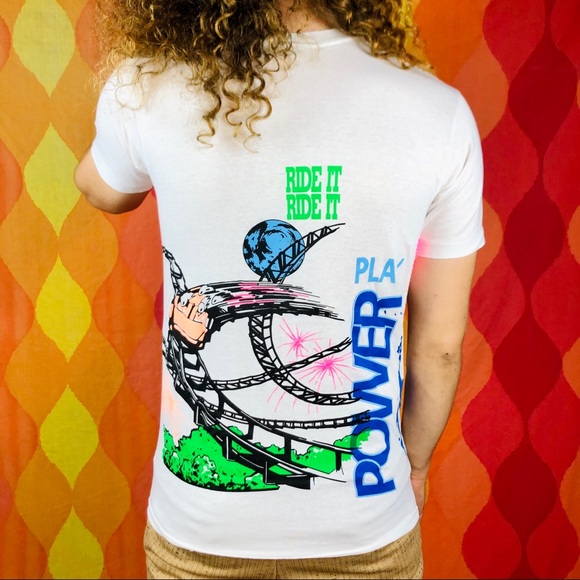 Shirts | Rare Vintage Six Flags Great Adventure Neon Tee | Poshmark
